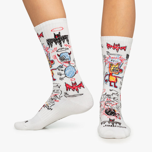 Athletic Socks | Athletic Basquiat Batman | Basquiat x Jimmy Lion